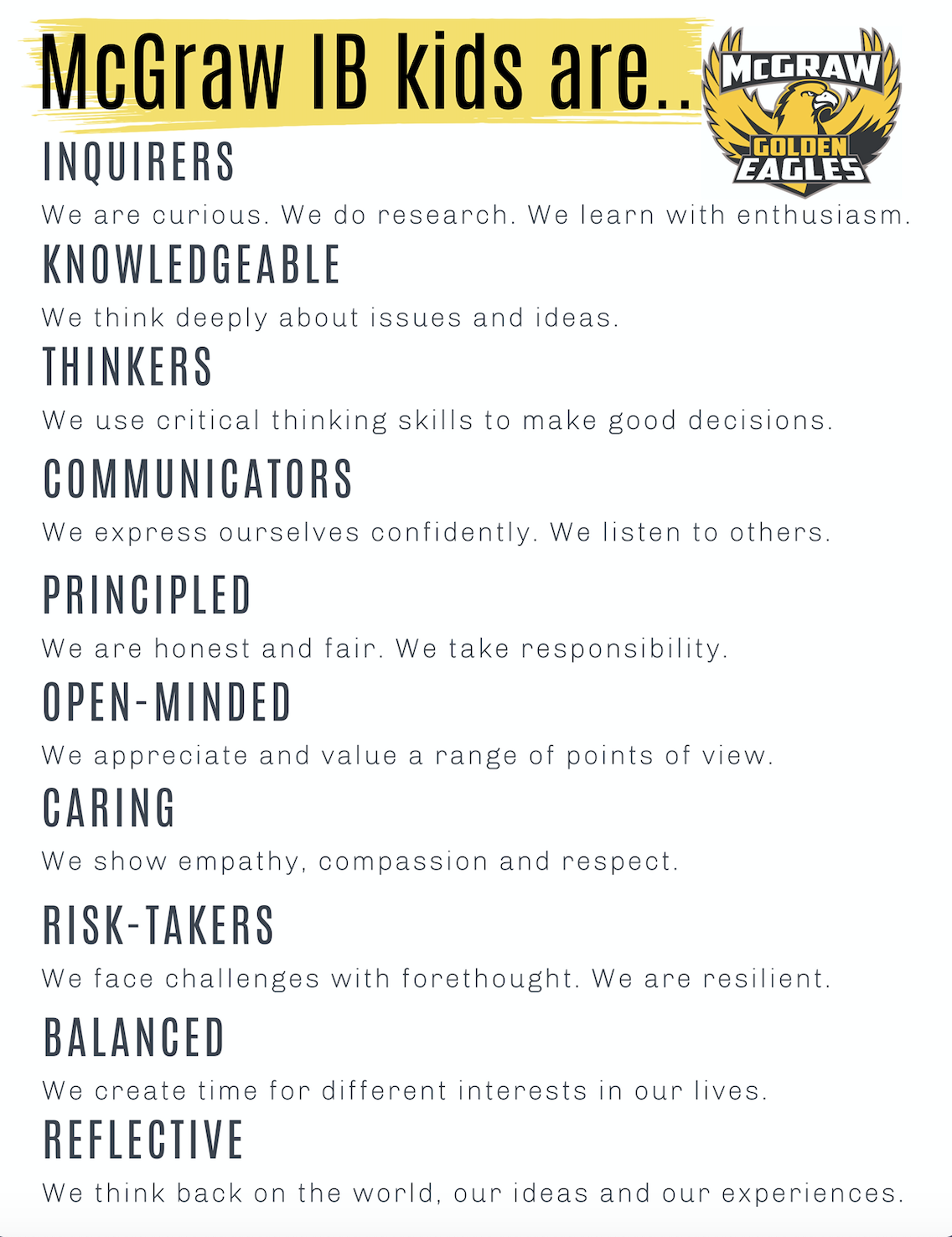 IB Learner Profile | McGraw Elementary